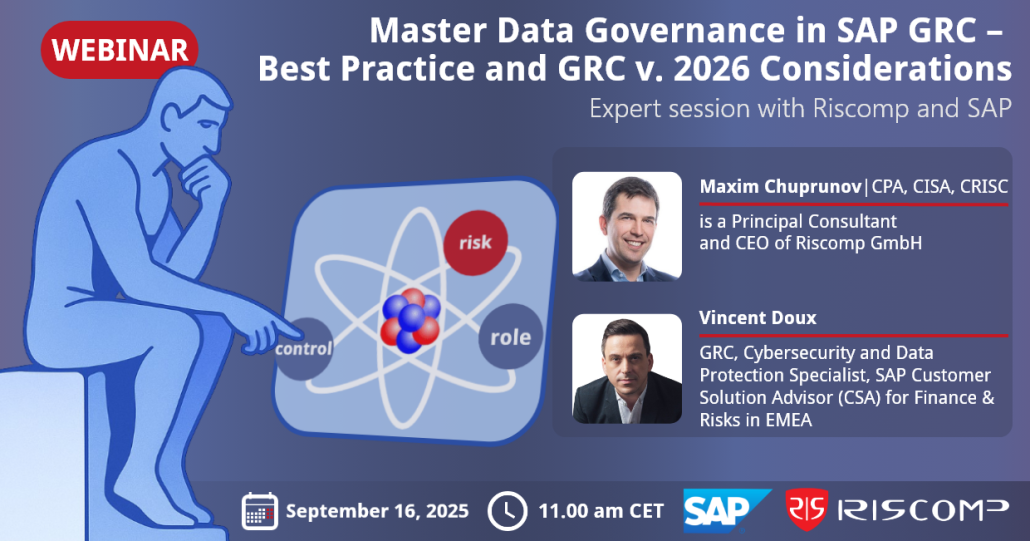 Recording: Master Data Governance in SAP GRC – Best Practice and GRC v ...