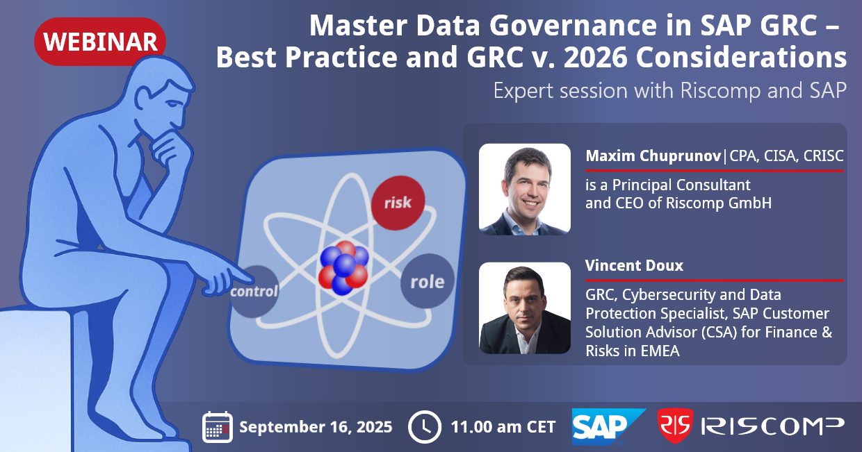 Recording: Master Data Governance in SAP GRC – Best Practice and GRC v ...